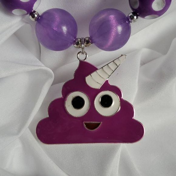 Jackie Sherwood | Accessories | New Purple Poop Unicorn Emoji Chunky ...
